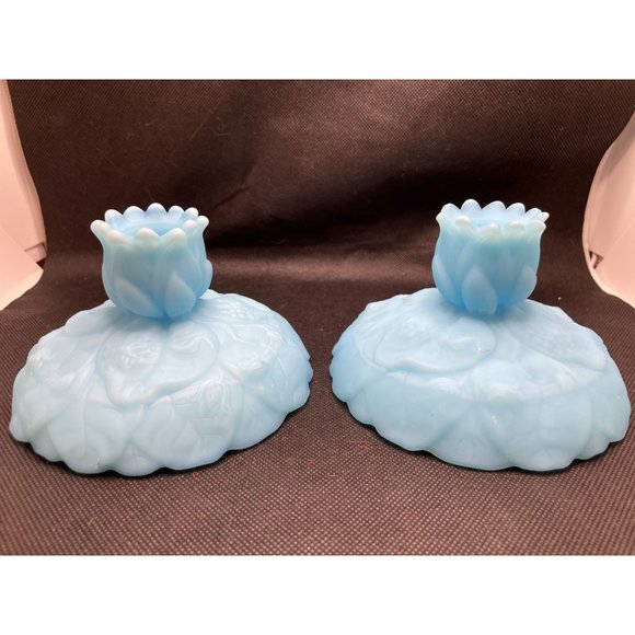 Fenton | Accents | Vintage Fenton Blue Satin Custard Glass ...